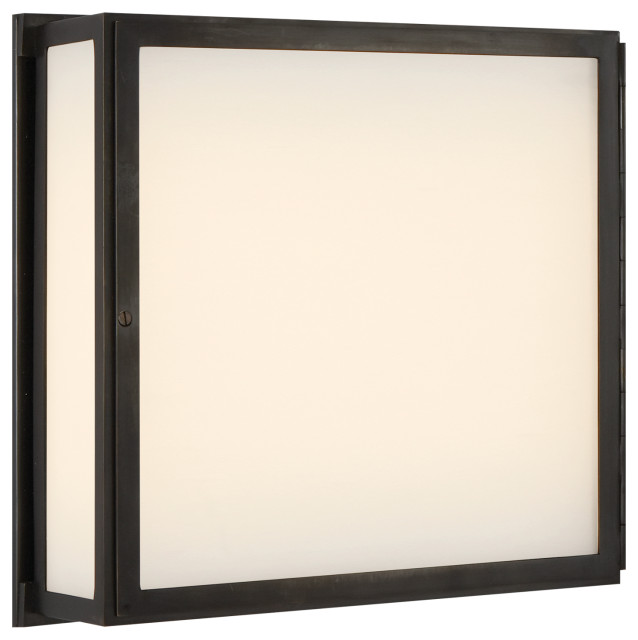 Mercer Square Box Light With White Glass - Transitional - Bathroom ...