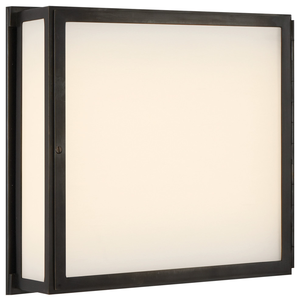 Mercer Square Box Light in Bronze with White Glass - Transitional ...