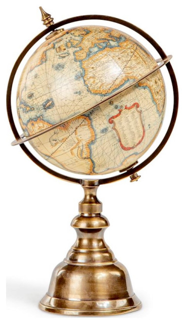 Authentic Models Mini Terrestrial Globe, Wood/Brass/Plastic/Paper Gores ...