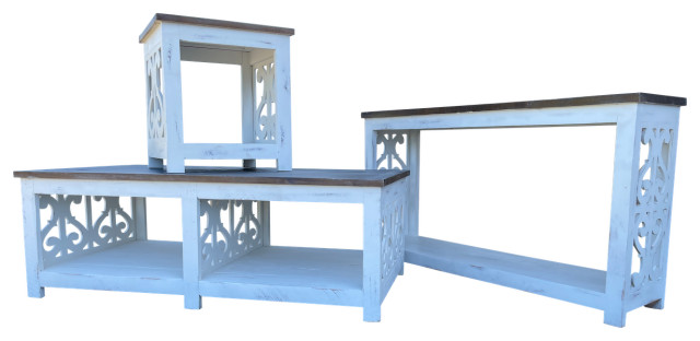 Sofa Table With Side Detail, White - Farmhouse - Console Tables - by ...