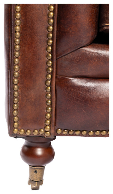 87 Inch Sofa Cappuccino Brown Leather Brown Retro - Traditional - Sofas ...