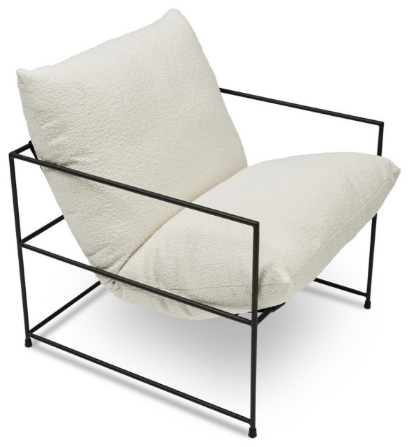 Blanche Accent Chair White Bouclé - Industrial - Armchairs And Accent ...