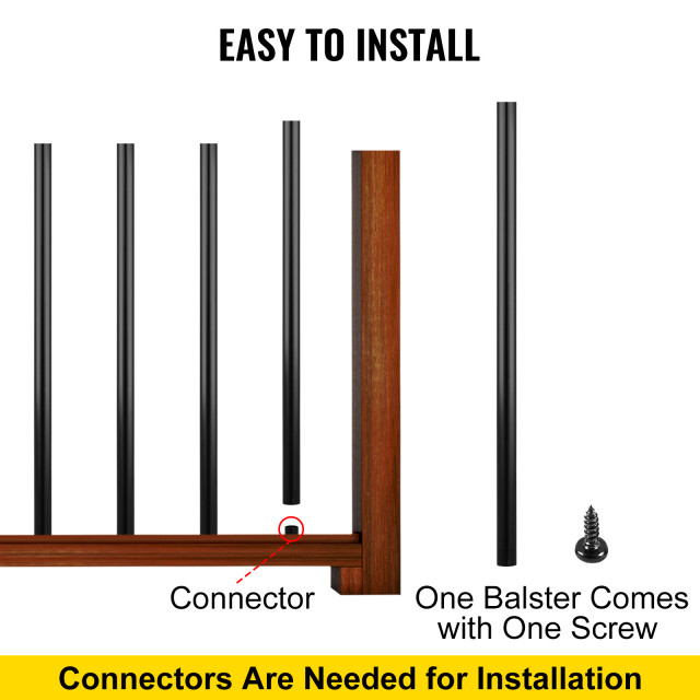 Deck Balusters Metal Deck Spindles 51 Pack Aluminum Alloy Railing, 26 ...