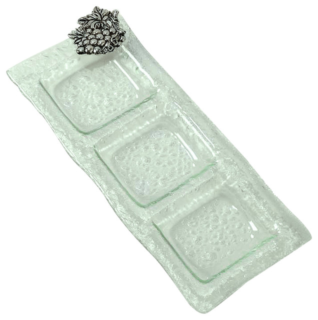 Grape Trimmed 3 Compartment Glass Serving Tray - Transitional - Serving ...