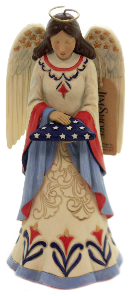 Jim Shore Blessed Are The Brave Angel American Flag Partiotic 6006440 ...