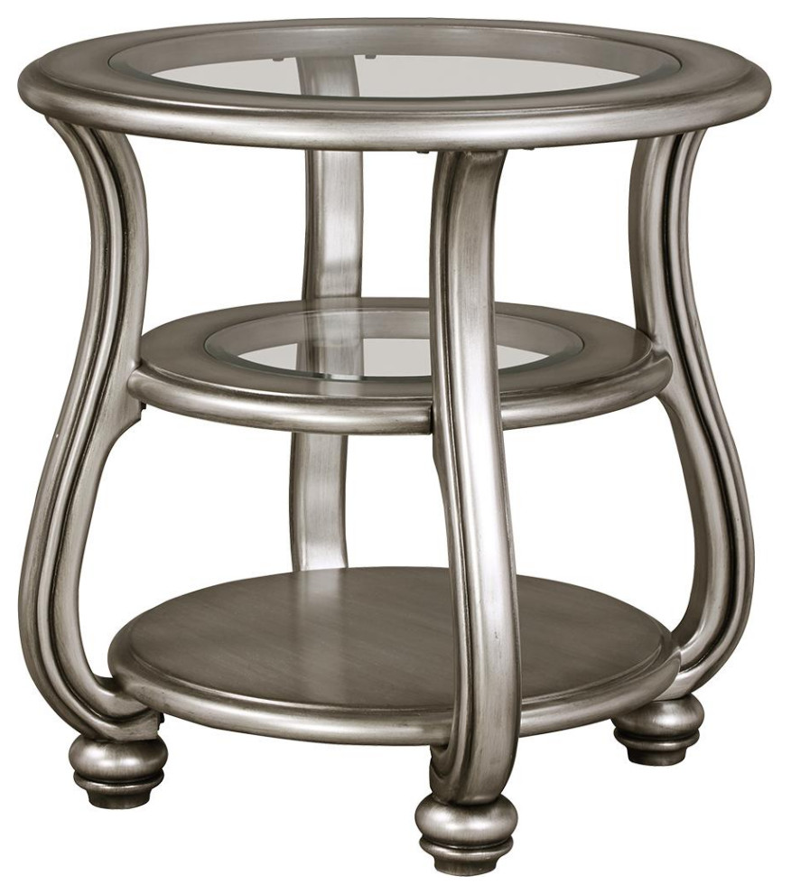 Coralayne Round End Table Silver - Traditional - Side Tables And End ...
