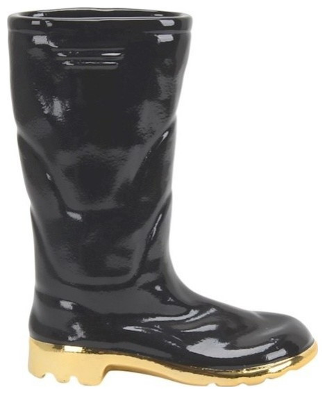 Sagebrook Home 9.5" Ceramic Boot Vase, Black, 9.5" - Contemporary ...