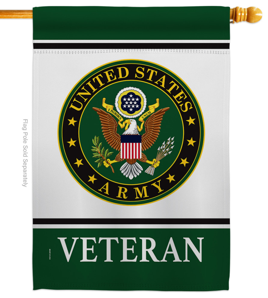 Army Veteran Americana Military House Flag - Modern - Flags And ...