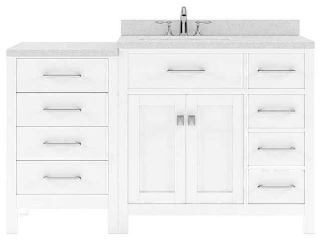Caroline Parkway 57" Single Bath Vanity, White, White Quartz Top and ...