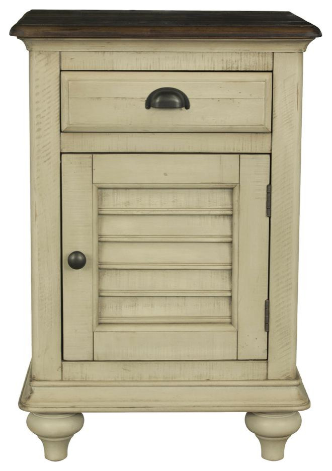 Shades of Sand 1-Drawer Cream Puff and Walnut Brown Nightstand 29.75 in ...
