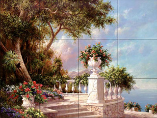 Tile Mural, Balcony At Lake Como by Art Fronckowiak - Contemporary ...