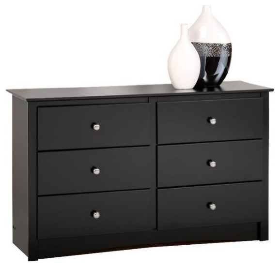Prepac Monterey White Condo Sized 6 Drawer Double Dresser ...
