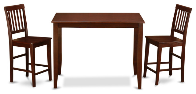 3 Pc Pub Table Set -Table And 2 Wood Counter Chairs - Transitional ...