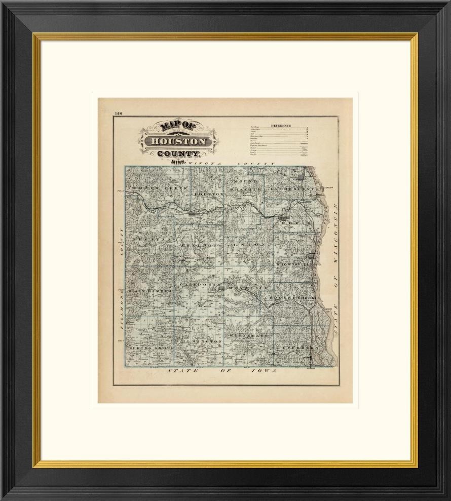 "Map of Houston County, Minnesota, 1874" by A.T. Andreas, 24x26", 23"x1 ...