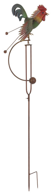 Metal Rustic Rooster Rocker Garden Stake Outdoor Patio Kinetic Wind ...