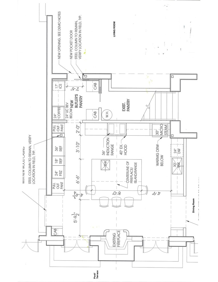 Kitchen Design Layout (New Kitchen in Library/Bar) - Feedback Please