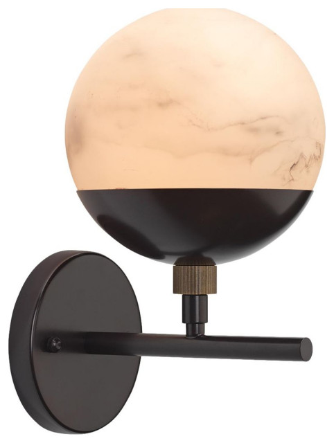 Vintage Style Faux Alabaster Globe Shade Wall Sconce Bronze Metal ...