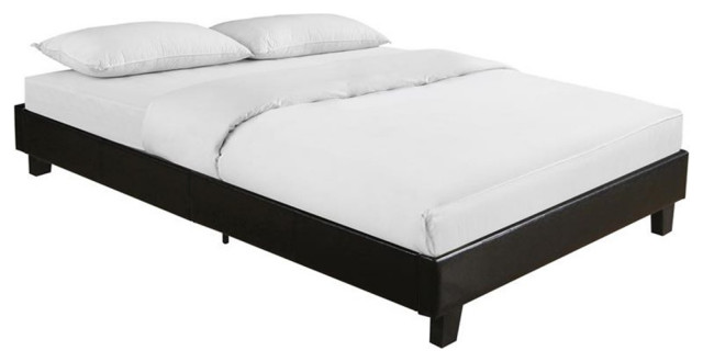 Camden Isle Acton Upholstered Black Faux Leather Queen Platform Bed - Transitional - Platform ...