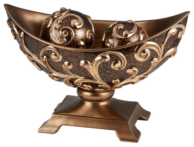 11" Odysseus Baroque Bowl With Spheres - Traditional - Decorative Bowls ...