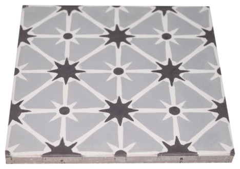 Venice Handmade Cement Tile, Black/Gray, Tile - Contemporary - Wall And ...
