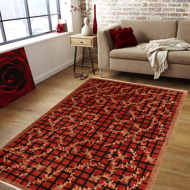 Bohemien Ziegler Detra Red Brown Hand-Knotted Wool Rug - 6'2'' x 9'4 ...