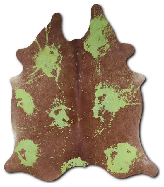 ACID WASHED HAIR ON Cowhide Rug DE DISTRESSED LIME GREEN, 5'x7' to 6'x8 ...