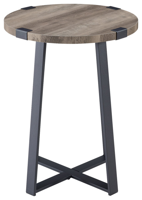 18" Metal Wrap Round Side Table - Industrial - Side Tables And End ...