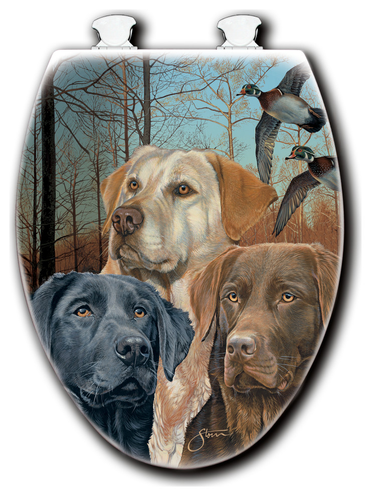 White Toilet Seat, Lab Trio - Rustic - Toilet Seats - by House ...