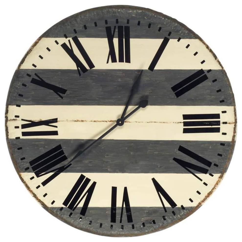 HomeRoots 42" Oversize Round Farmhouse style Wall Clock With faux ...