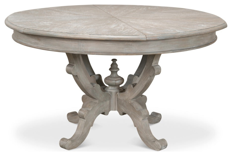 Arles Extendable Round Dining Table Moonskin Gray - Traditional ...