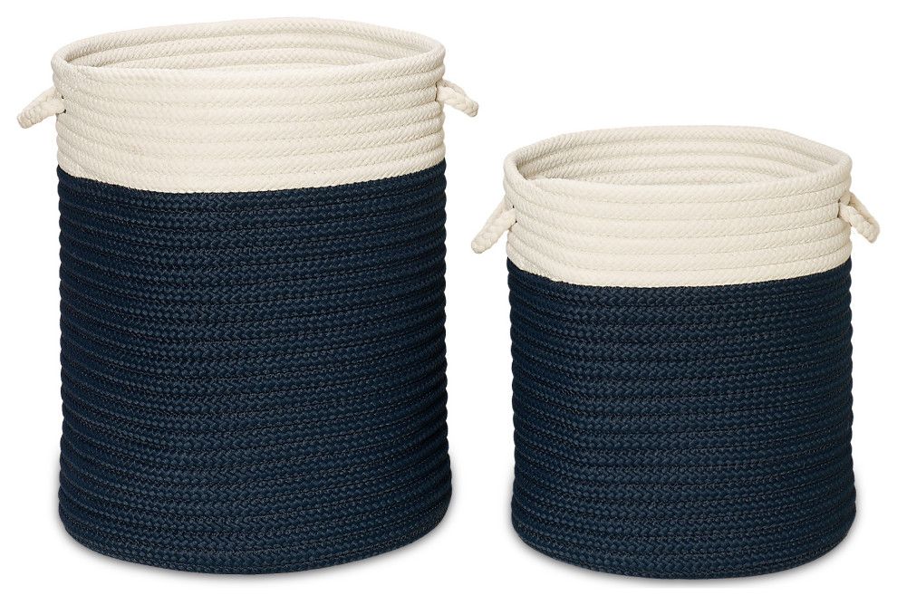 Nicholas 2-Tone Hampers Navy 17"x17"x22", Round, Braided - Hampers - by ...