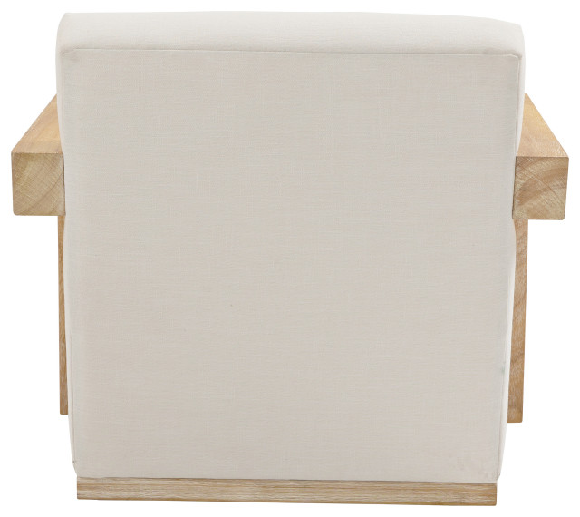 Ward Cream Linen Textured Fabric Accent Chair - Transitional ...