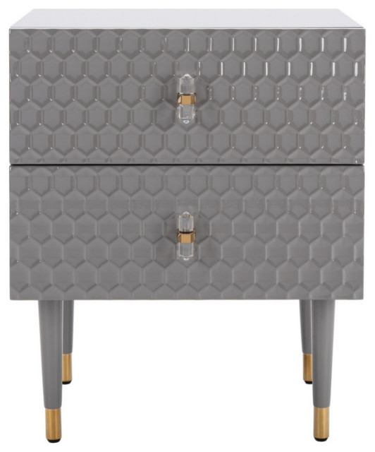 Beonica 2 Drawer Side Table, Gray/Gold - Midcentury - Side Tables And ...