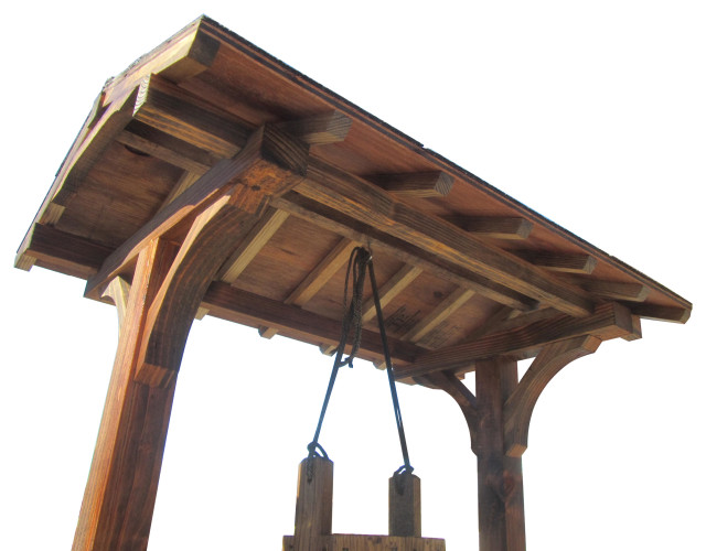 SamsGazebos Wishing Well Style Wood Planter with Composite Shingle Roof ...