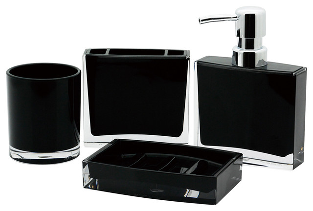 Krystal Bathware CBAK2300K Canyon 4-Piece Bath Accessory Set, Black ...