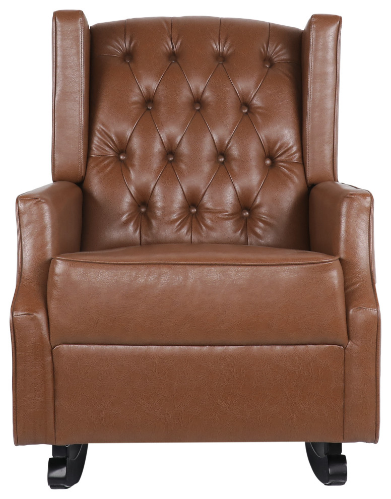 Amedou Faux Leather Tufted Wingback Rocking Chair - Contemporary ...