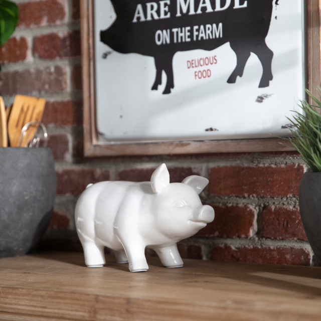Ceramic Pig Figurine, Large - Farmhouse - Decorative Objects And ...