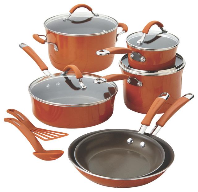 Rachael Ray Cucina 12-Piece Cookware Set, Agave Blue - Contemporary ...