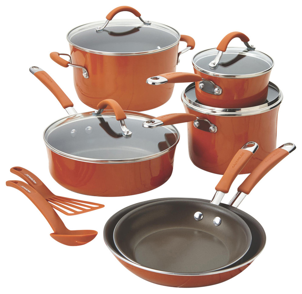 Rachael Ray Cucina 12-Piece Cookware Set, Agave Blue - Contemporary ...
