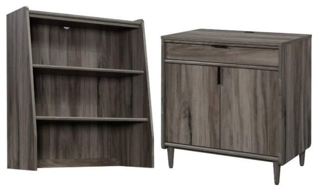 Home Square 2-Piece Set with Library Base Storage Cabinet & Hutch in ...