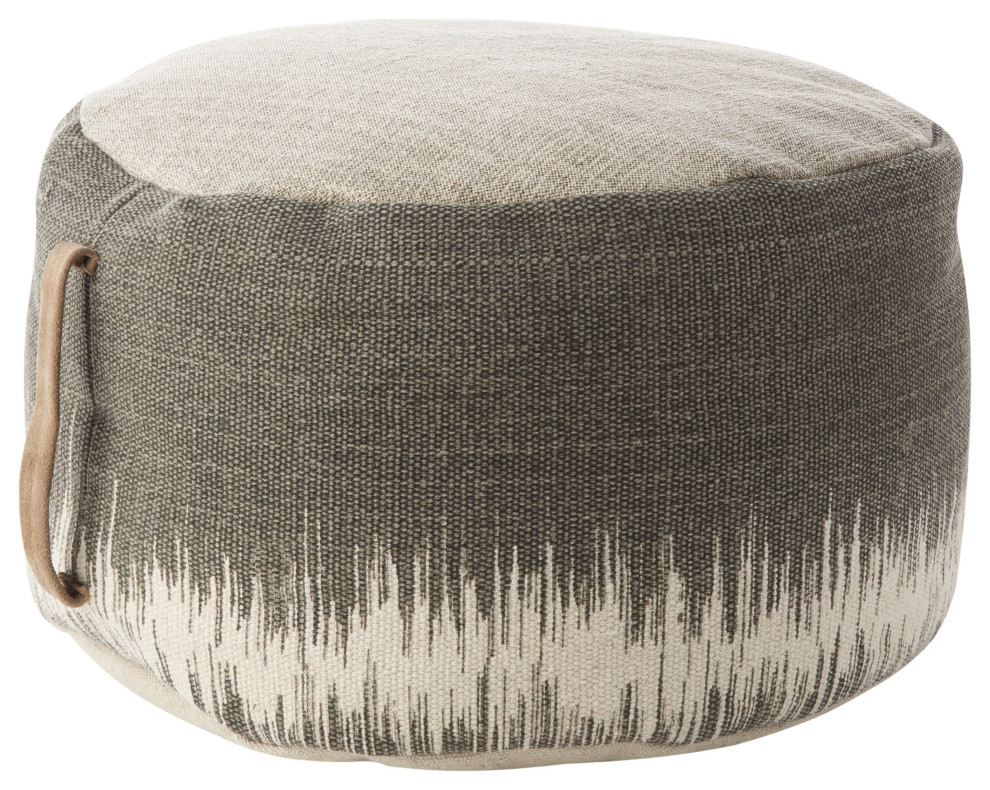 Nourison Mina Victory Life Styles Stonewash Charcoal Drum Pouf - Transitional - Floor Pillows ...