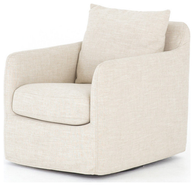 Valdis Cambric Ivory Swivel Chair - Transitional - Armchairs And Accent ...