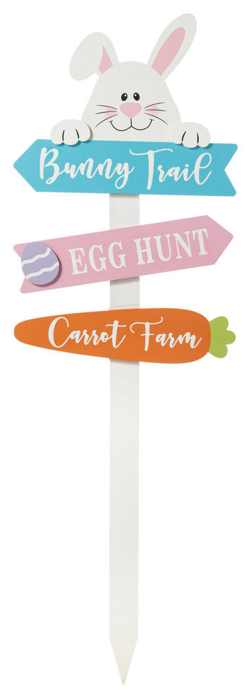 36"H Wooden Easter Bunny Yard Stake - Modern - Holiday Accents And ...