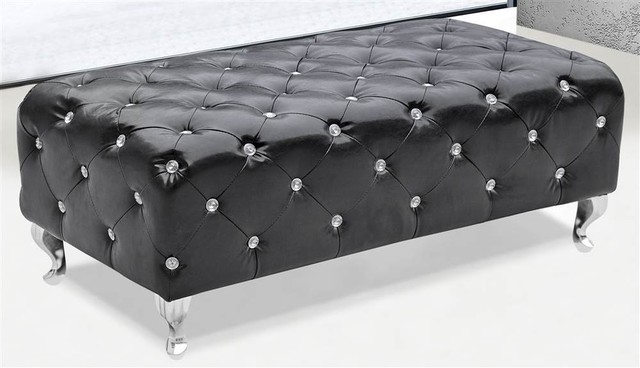 Modern Classics Tufted Bench, Black, 19.5"H x 54"W x 19"D ...
