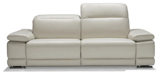 Maura Collezione Allegro Sofa Full Grain Italian Leather, Light Gray 89 ...