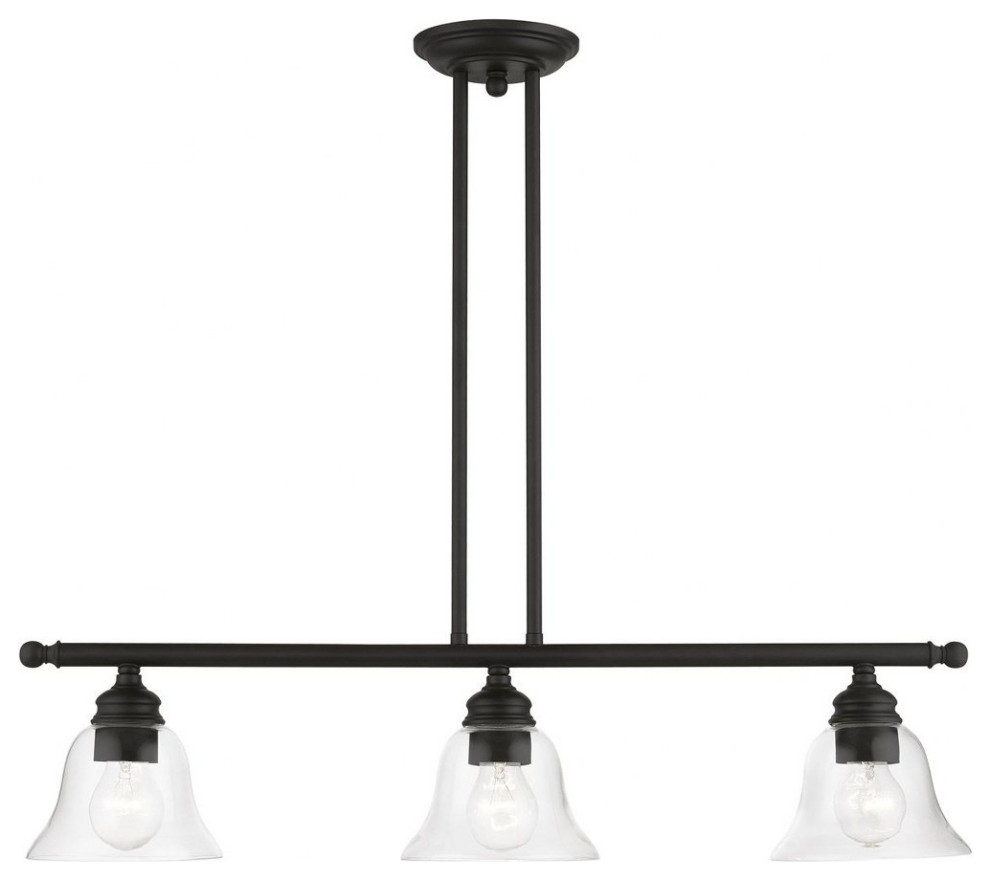 3 Light Linear Chandelier In Transitional Style-14.25 Inches Tall and 6 ...