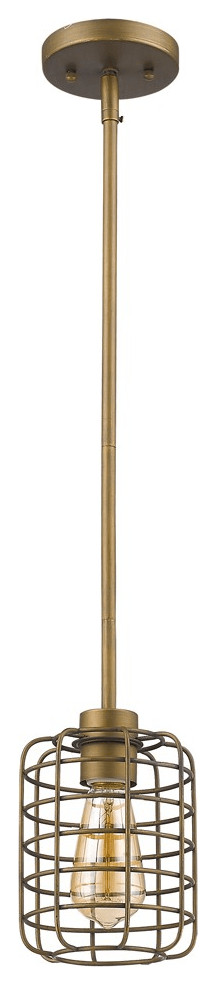 Brushed Gold Metal Cage Hanging Light - Transitional - Pendant Lighting ...