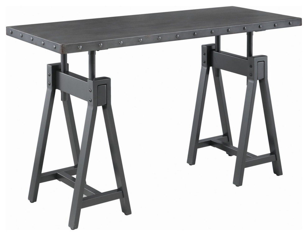 Industrial Console Table, Adjustable Sawhorse Style Base & Rivet ...