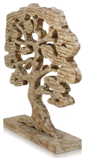Vintage Tree Of Life Natural Wood Carved Table Top Sculpture - Rustic ...