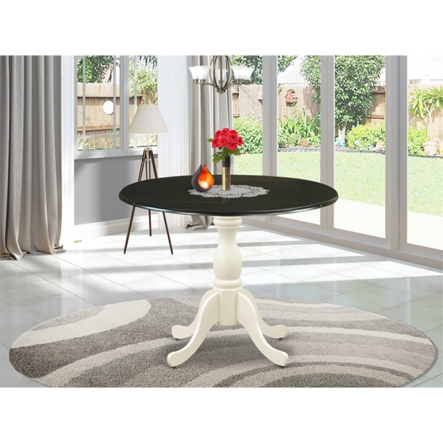 DST-BLW-TP - Dining Table - Black Table Top and Linen White Pedestal ...